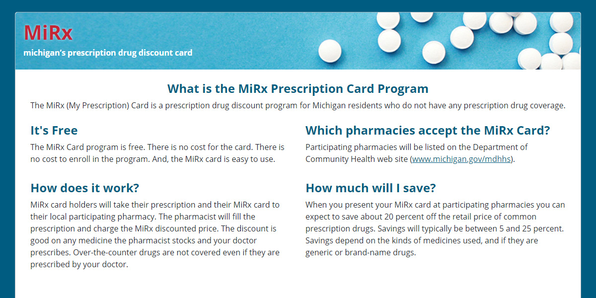 Home Page - MiRx: Michigan's Prescription Drug Discount Card